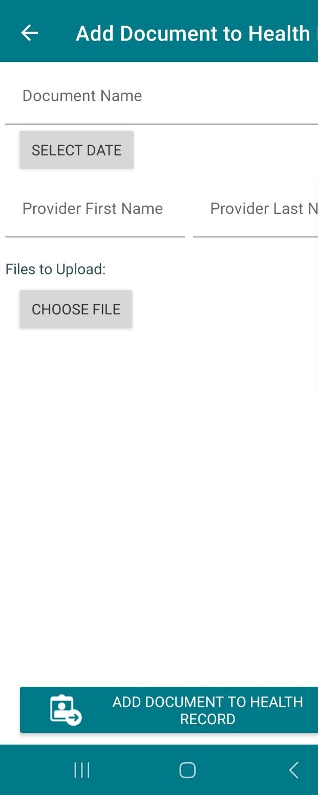 Adding Health Records to the Account-Mobile App