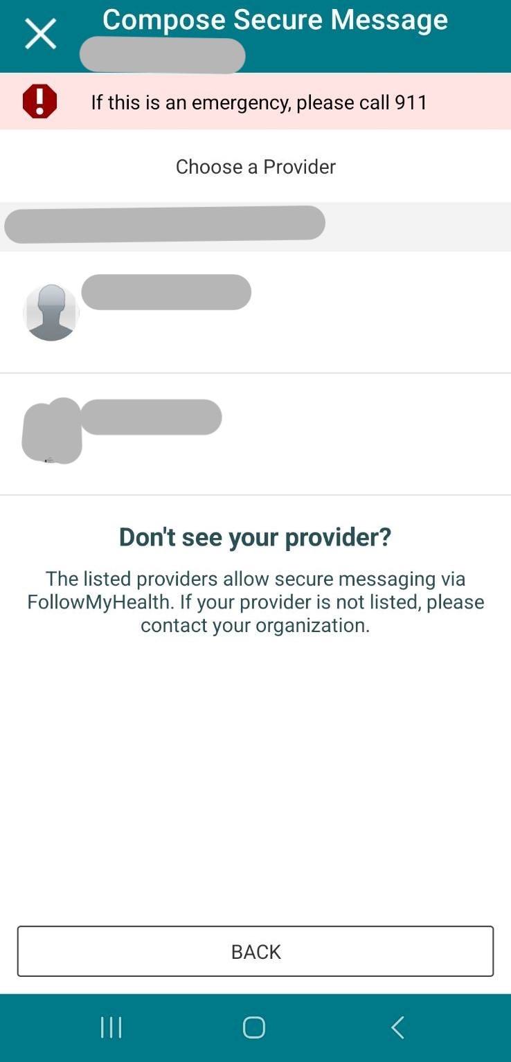 Messaging a Provider- Mobile App